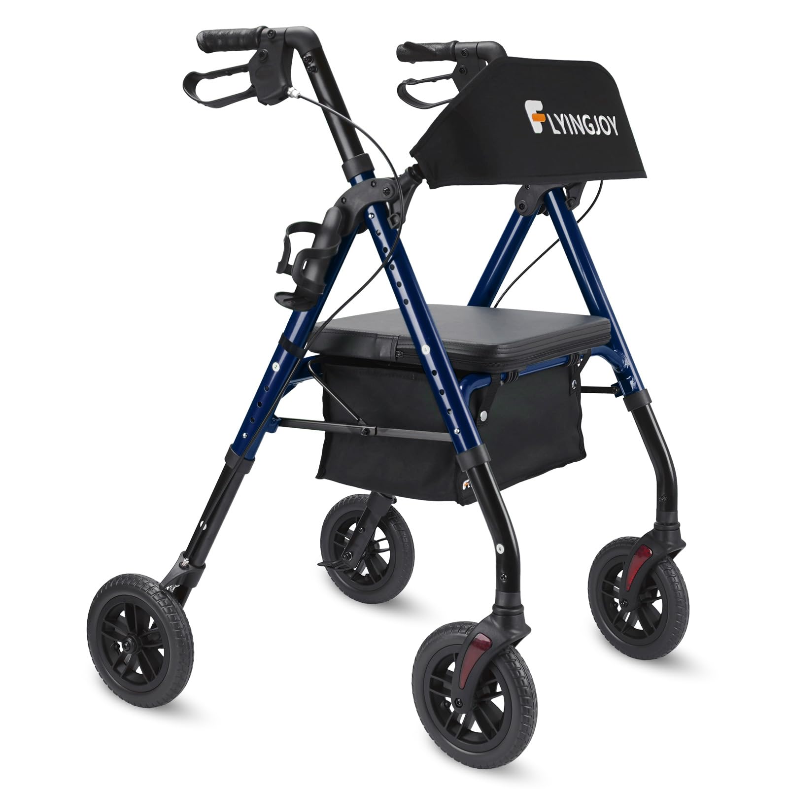 FlyingJoy Folding Rollator Walker with Seat and Extra Wide Backrest ...