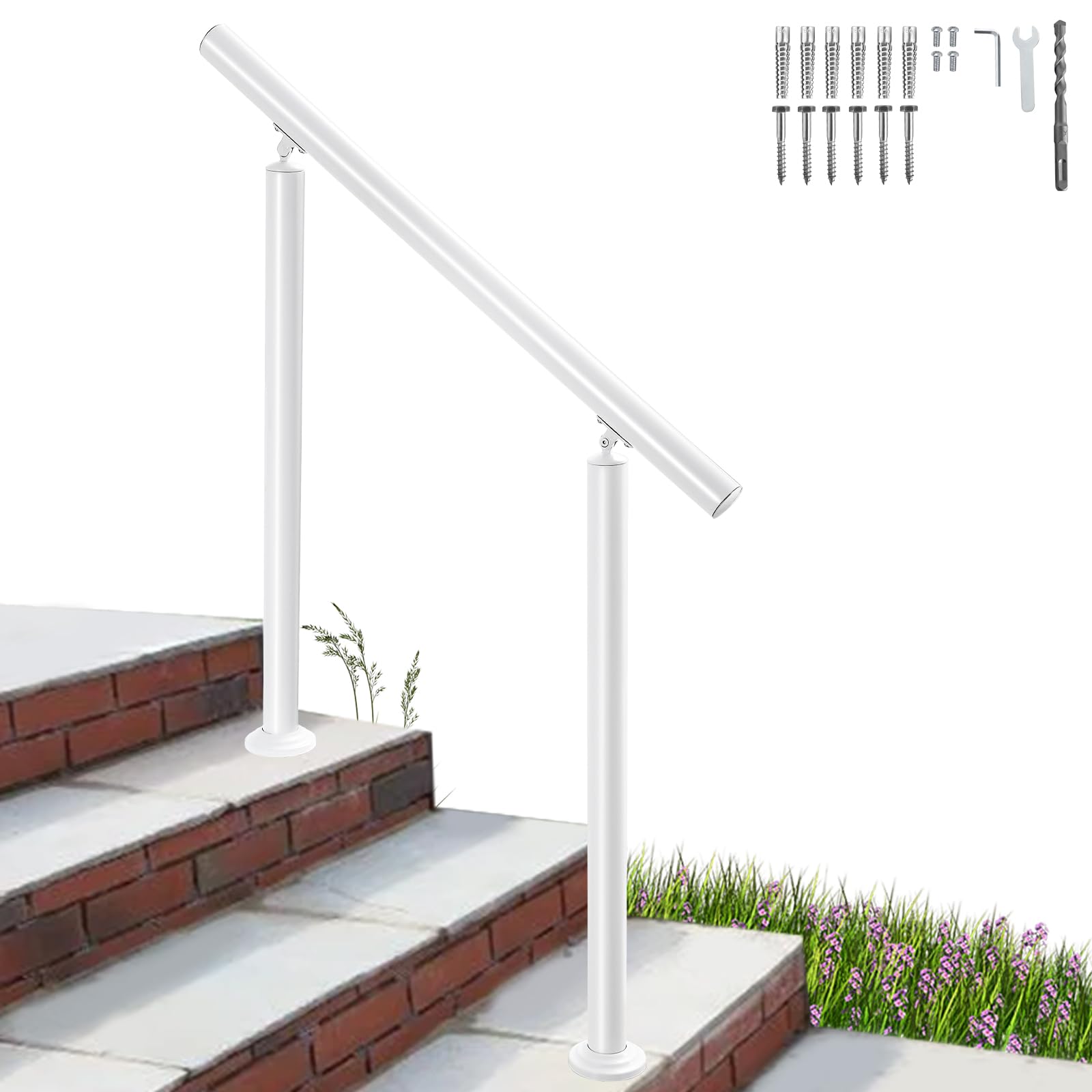 Migoda Aluminum Handrails for Outdoor Steps 1-3 Step Metal Porch ...
