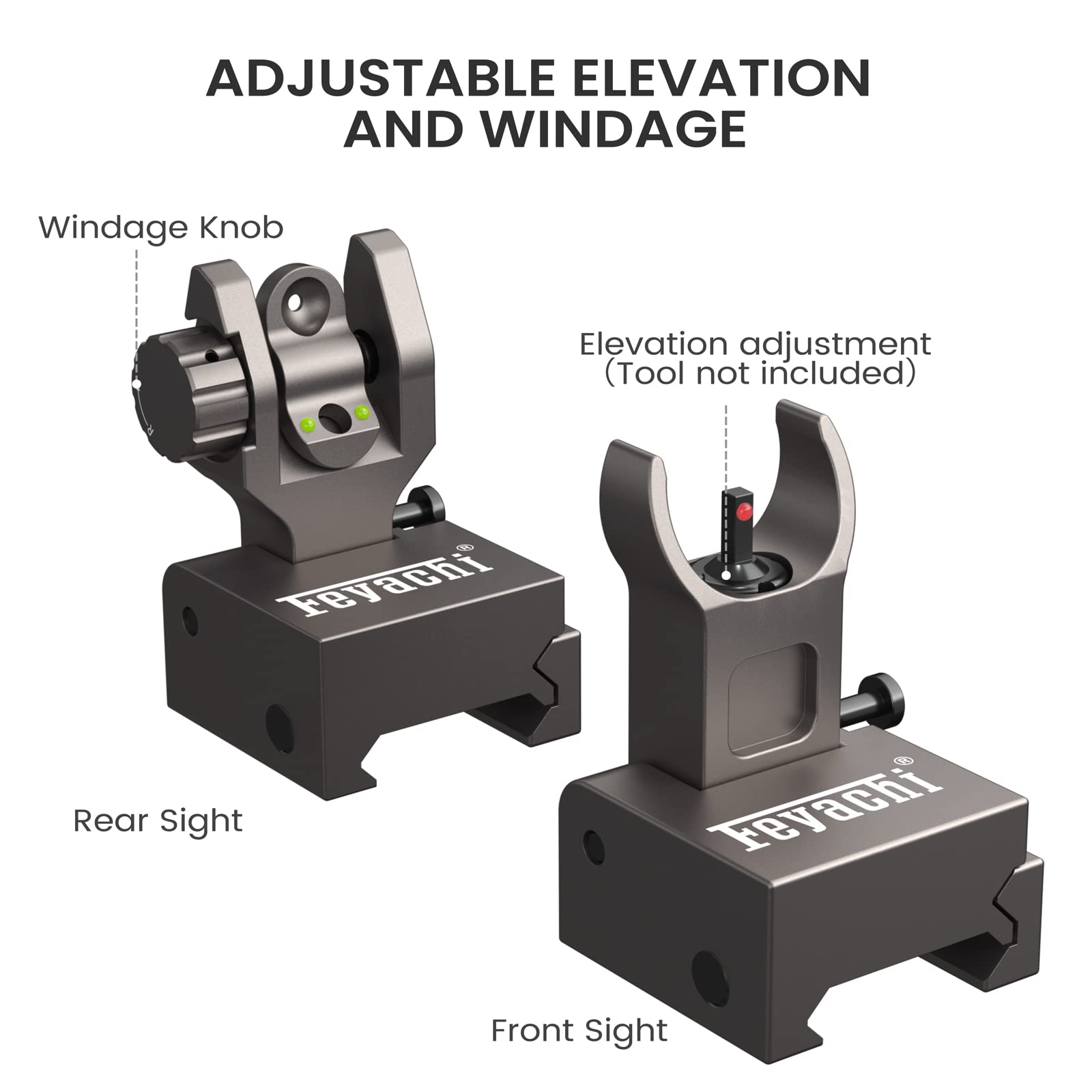 Snapklik.com : Feyachi S27 Fiber Optic Iron Sights Flip Up Front And ...