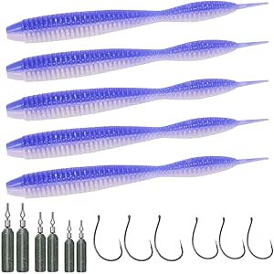 Drop-Shot-Rigs-for-Bass-Fishing-Soft-Plastic-Lures-Worm Fishing Hooks ...