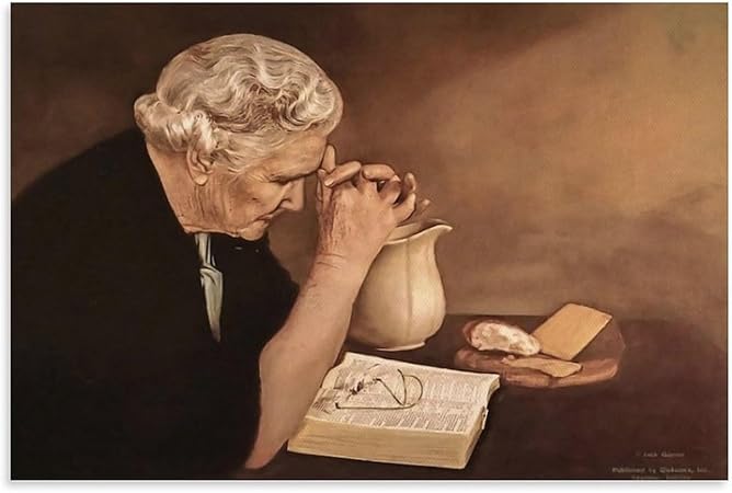 Amazon.com: ANATUM Old Woman Praying Over Bread Pray to God Poster ...