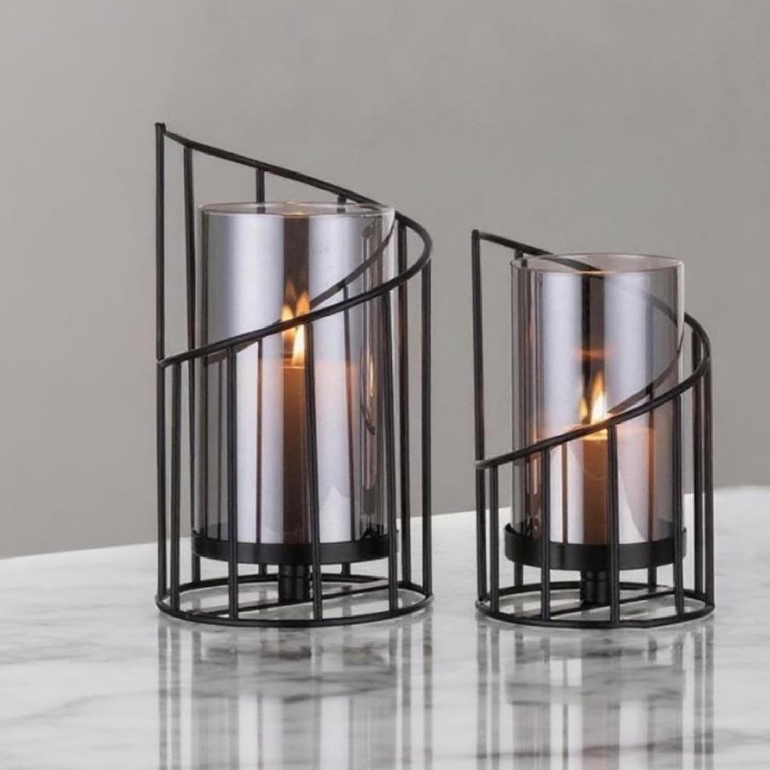 Amazon.com: Candle Holder Centerpiece Hurricane Candlestick Holder Metal for Wedding Dinning ...