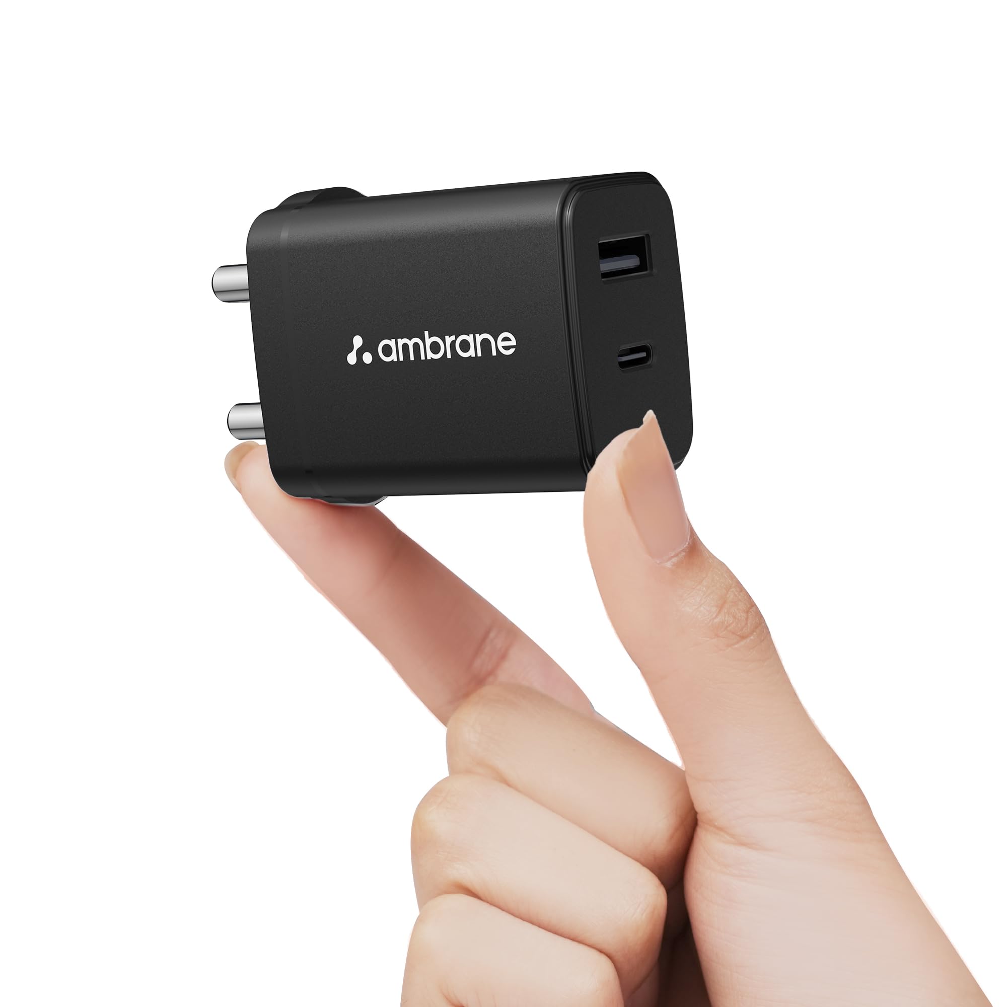Ambrane 30W Dual Port GaN Charger, USB & Type C Port with QC & PD ...