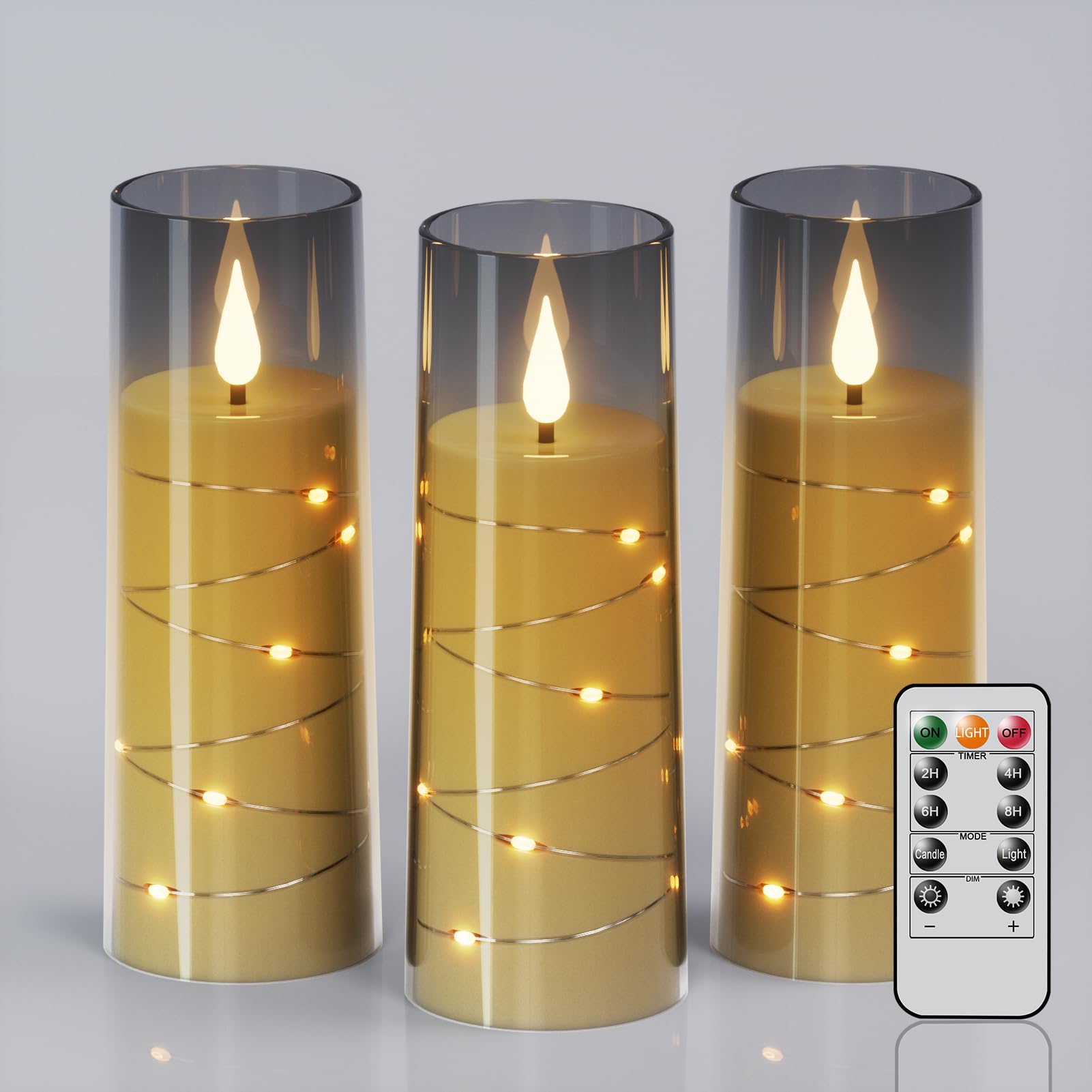 Amazon.com: DRomance Flickering Flameless Candles String Lights with 11 ...