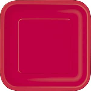 Amazon.com: Ruby Red Solid Round Dinner Paper Plates - 9" (Pack of 14 ...
