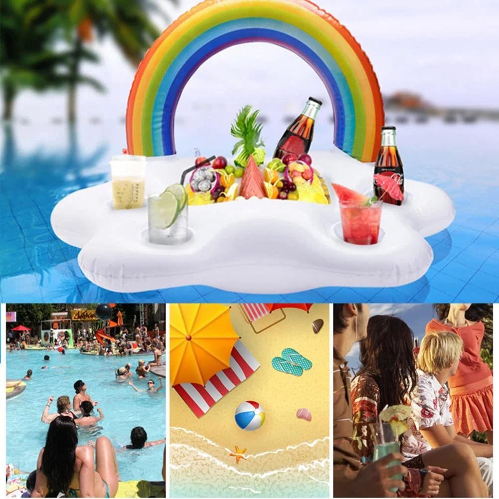 Snapklik.com : Newmemo Rainbow Cloud Floating Drink Holder Pool Drink ...