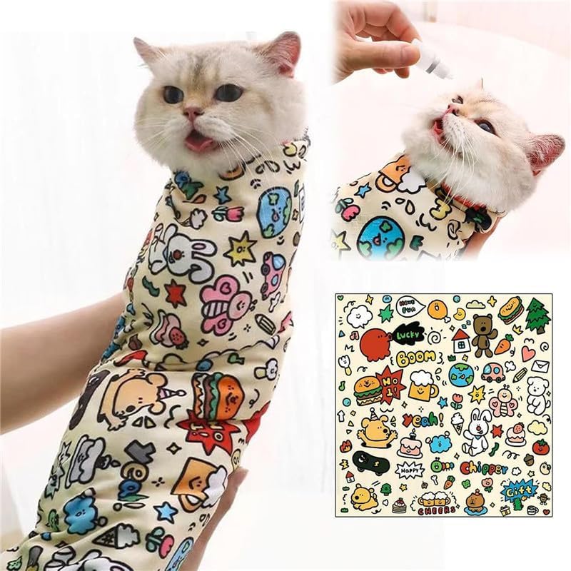 Cat Grooming Wrap: Self-Adherent, Anti-Bite, Anti-Scratch, Anti-Escape ...