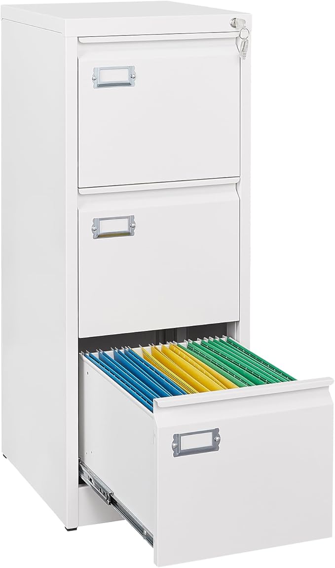 Amazon.com : SISESOL 3 Drawer File Cabinet with Lock and Tag,Narrow ...