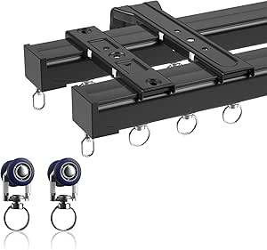 Amazon.com: Ceiling Mount Double Curtain Tracks, Double Row Ceiling Curtain Track, Heavy-Duty ...