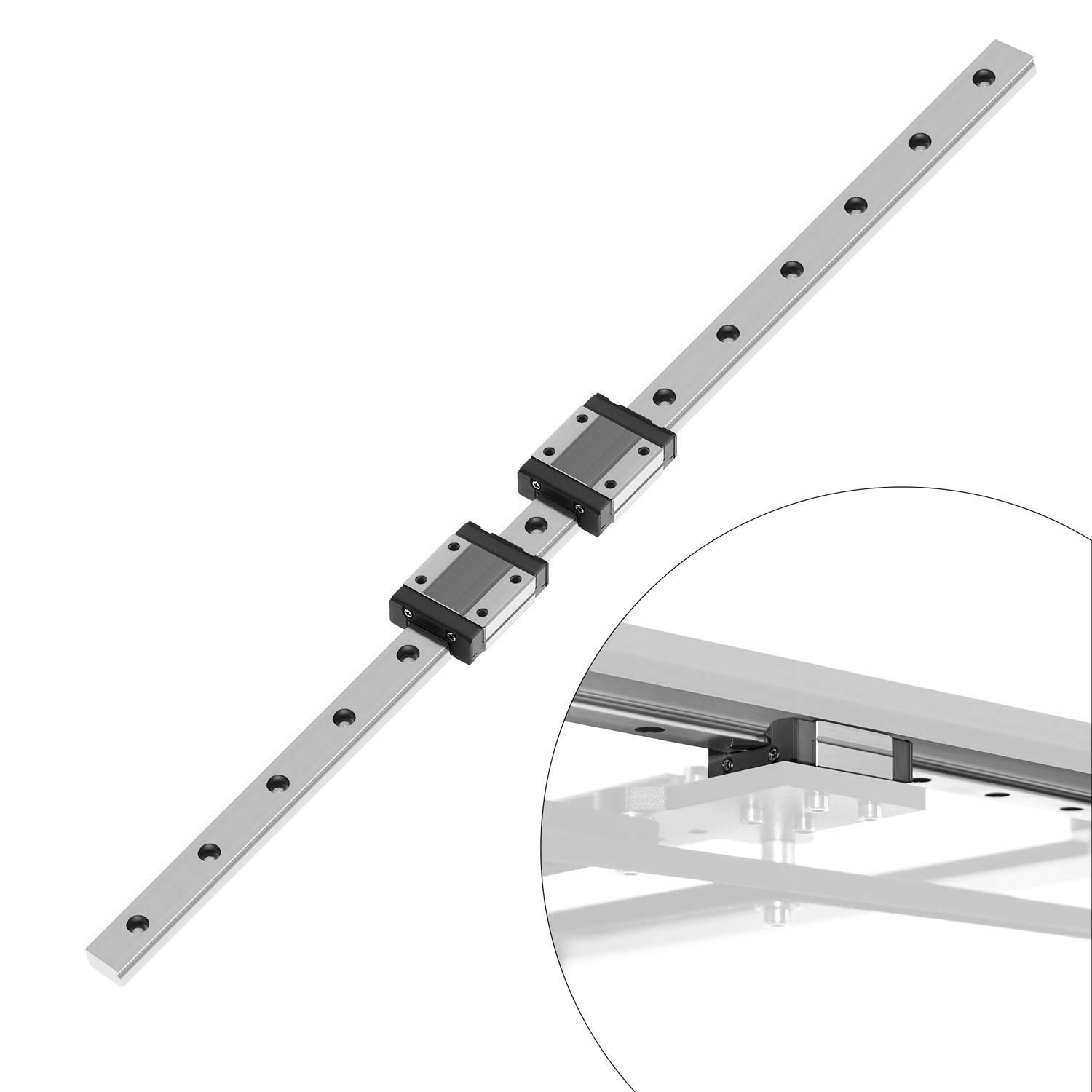 Buy OUYZGIA MGN12H 450mm Linear Rail, with Double Carriage Block for ...