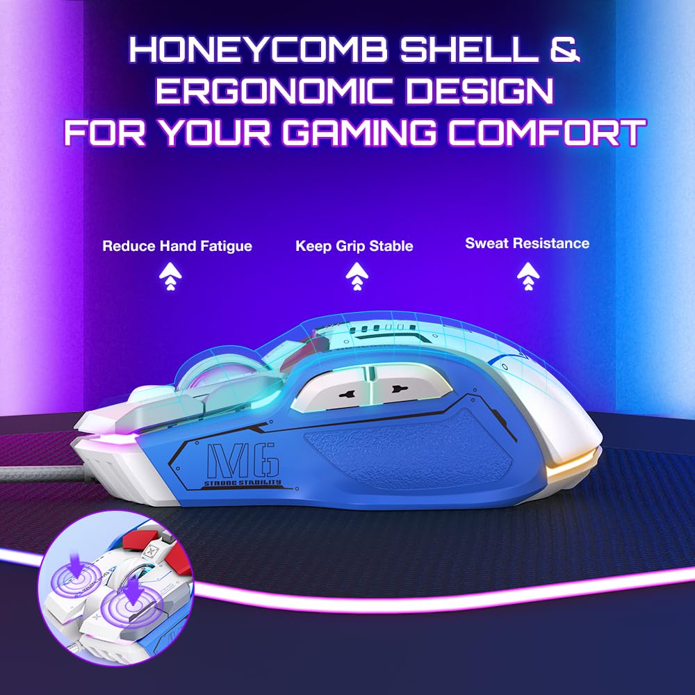 Snapklik.com : WolfLawS M6 RGB Gaming Mouse, 12800 DPI Wired PC Gamer Mice