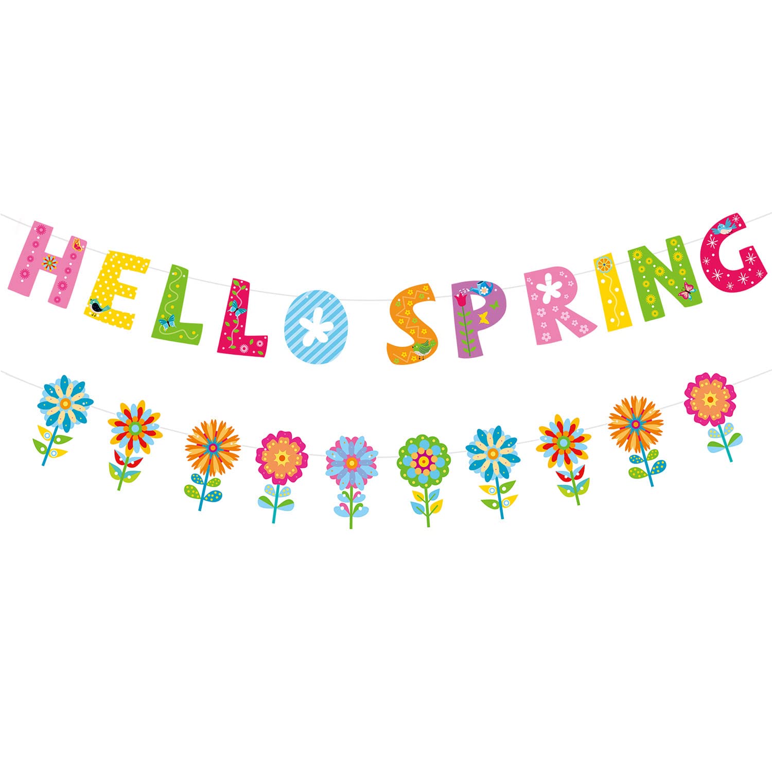 Happy Spring Banner Clip Art Hello Spring Banner. Trendy Texture.