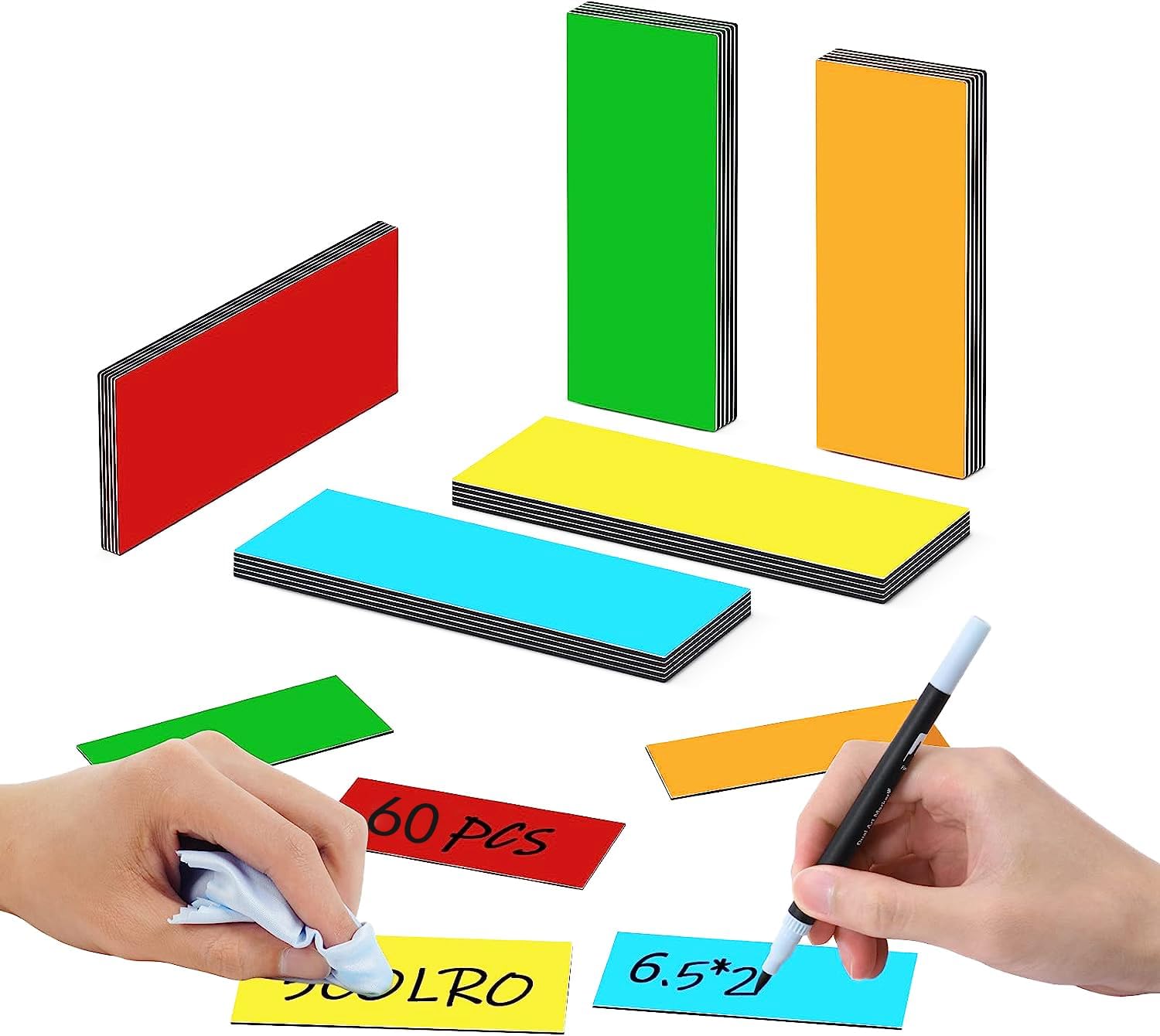 Amazon.com : 60 Pack Dry Erase Magnetic Labels-1x3" Whiteboard Magnetic ...
