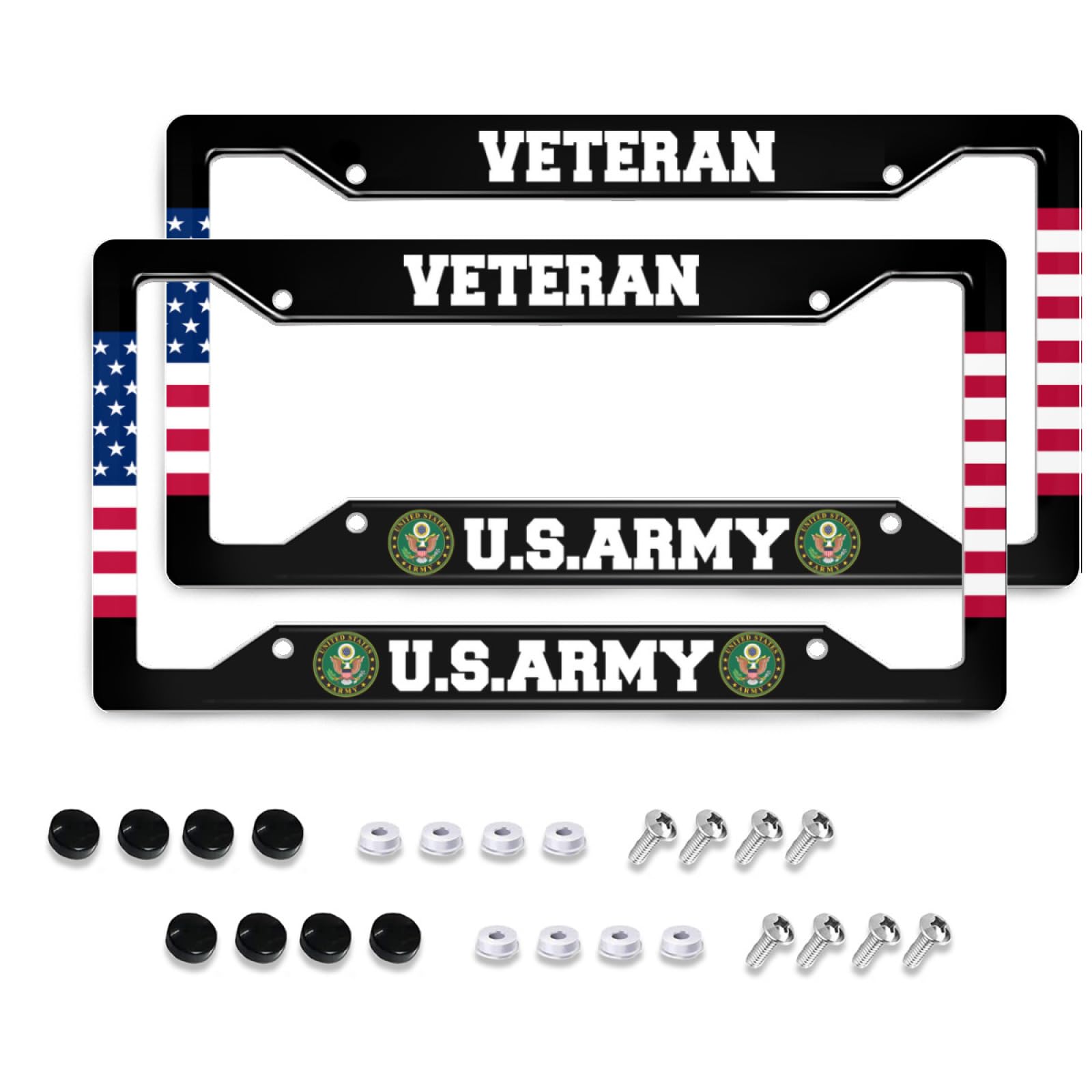 Amazon.com: Us Army Veteran License Plate Frames American Flag Army ...