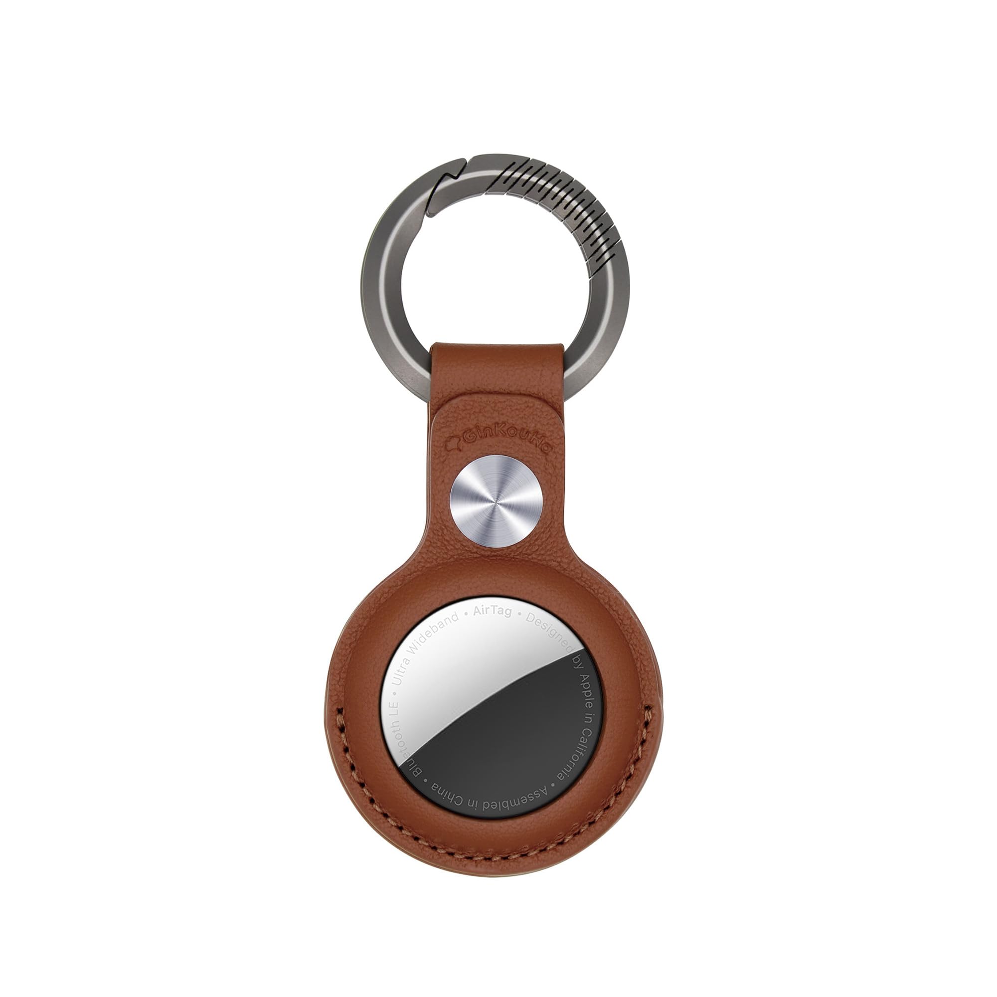 Amazon.com: GinKouHa Genuine Leather Airtag Keychain, Air Tag Holder ...