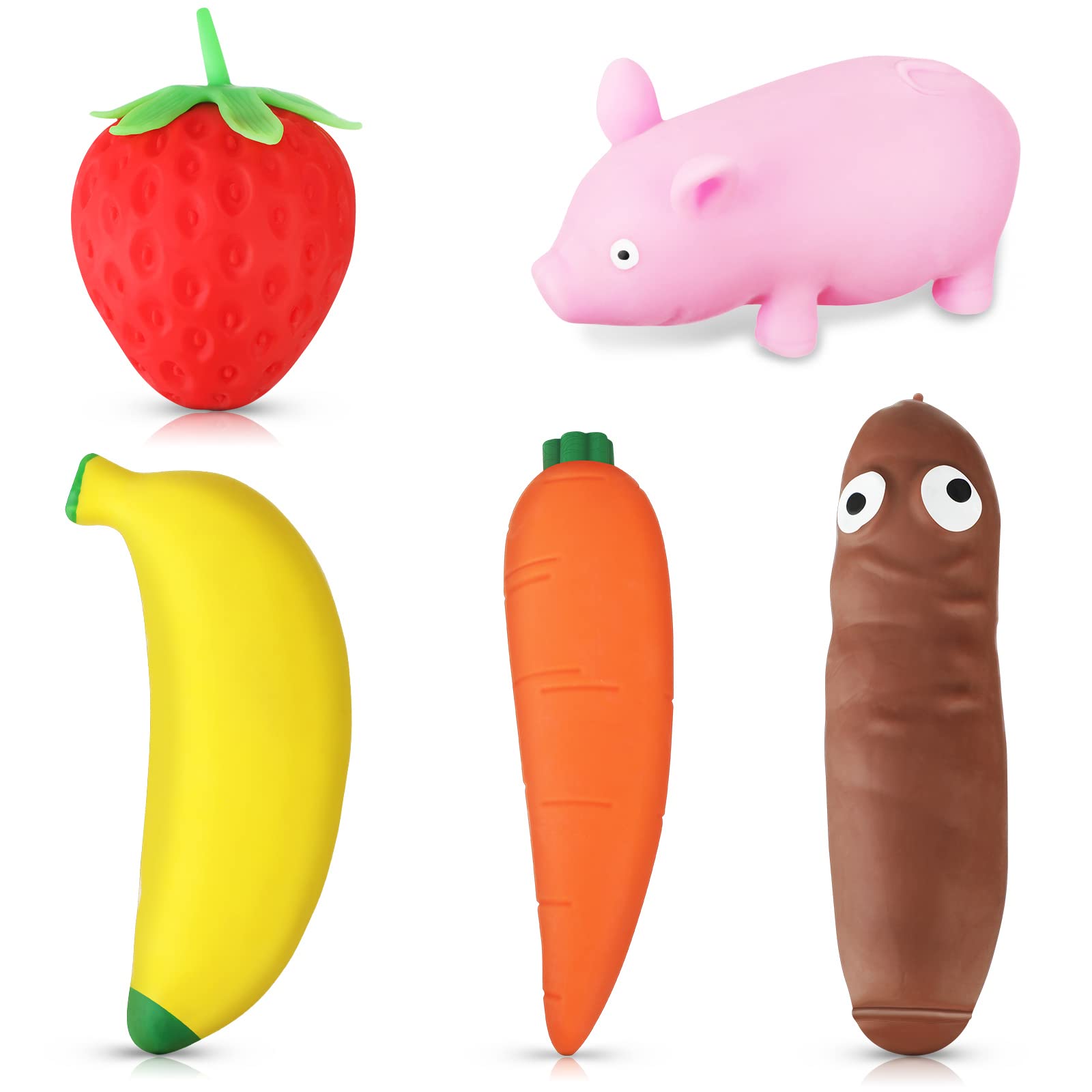Buy 5 Pieces Stretchy Banana Poop Carrot Strawberry Sensory Toys ...