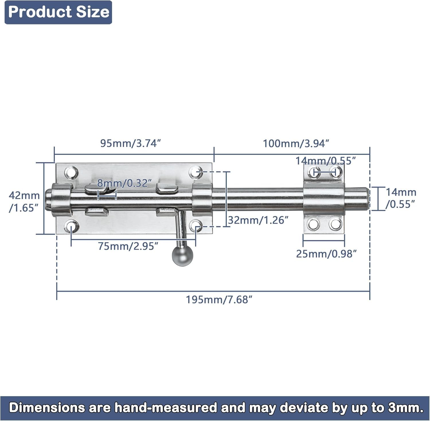 Snapklik.com : 8 Inch Barrel Bolt Latch, SUS304 Stainless Steel Padlock ...