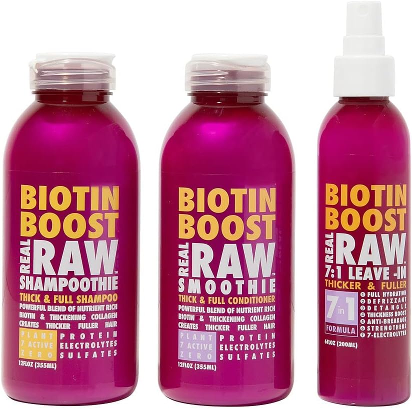 Amazon.com : Real Raw Biotin Shampoo, Conditioner & Leave In Treatment ...