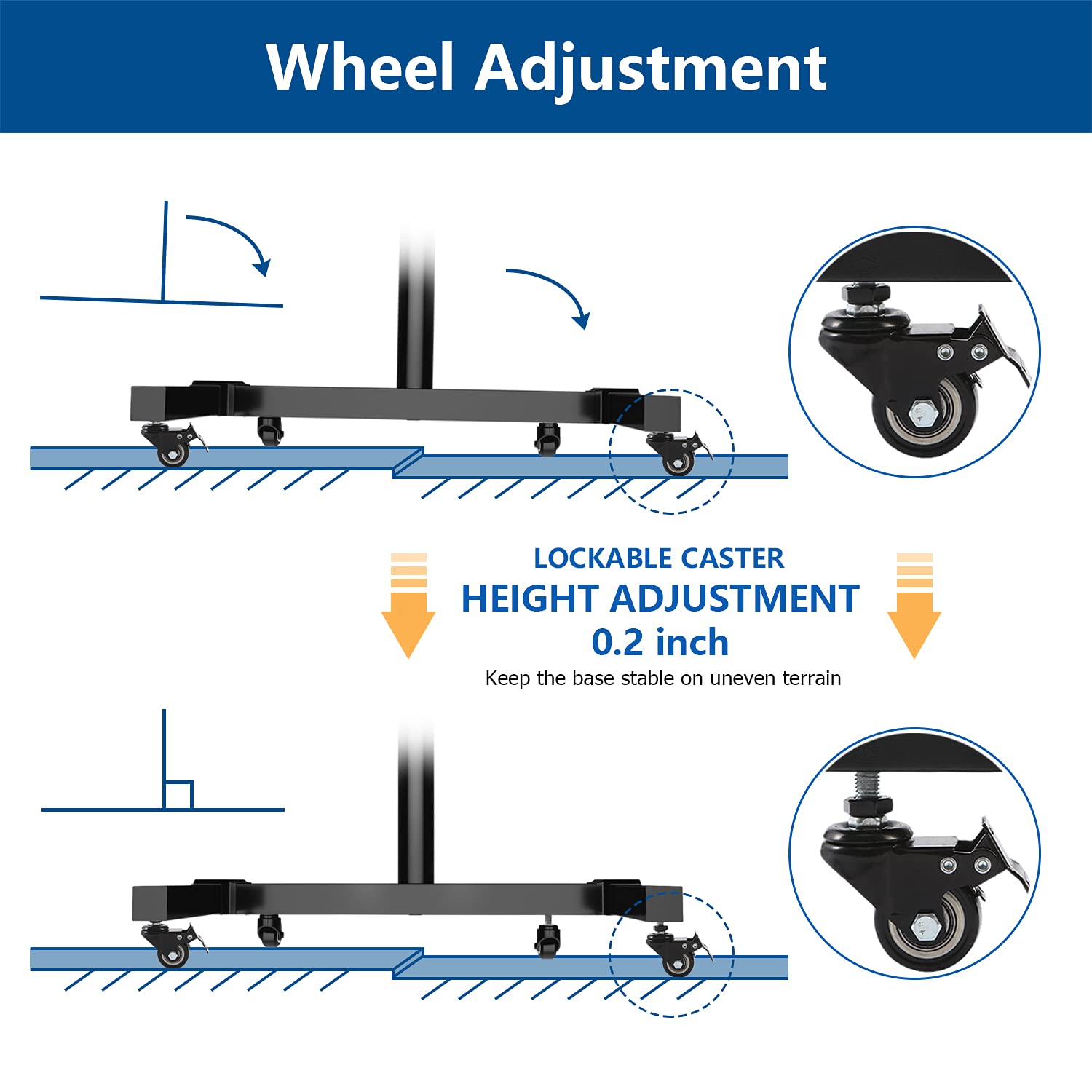 Rfiver Mobile tv cart Rolling tv Stand for 32-70 inch Flat Curved ...