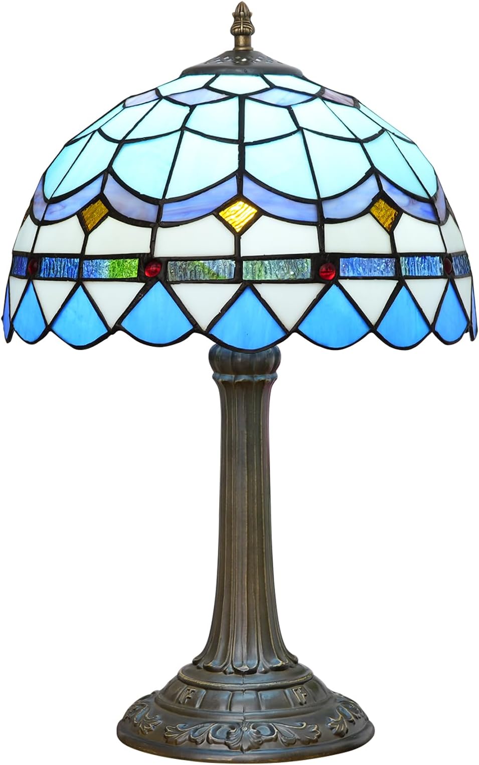 Tiffany Table Lamp Stained Glass Lamp Mediterranean Blue Bedroom Table ...