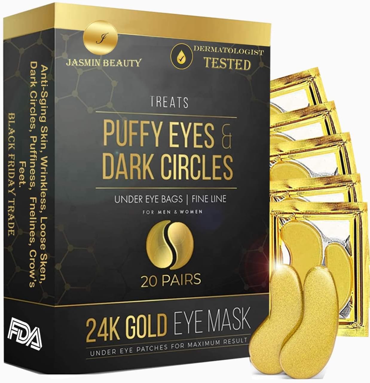 Amazon.com: DERMORA Golden Glow Under Eye Patches (20 Pairs Eye Gels ...