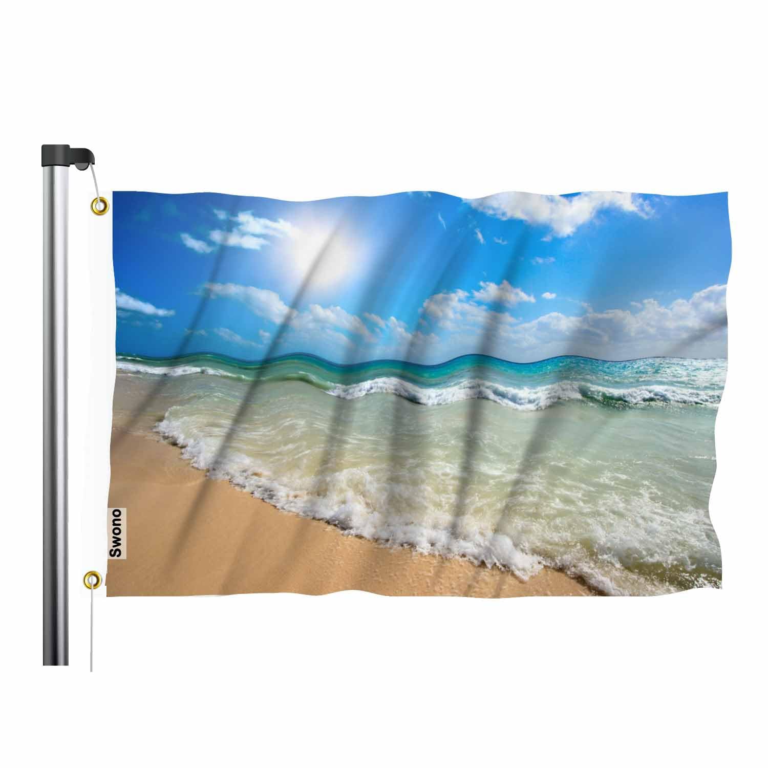 Amazon.com : Swono Beautiful Beach Flag Banner Sea Waves Sea Summer ...