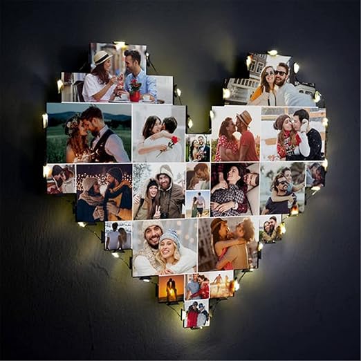 Personalized 15 Photo Heart Collage Photo Frames,Custom Wall Hanging ...