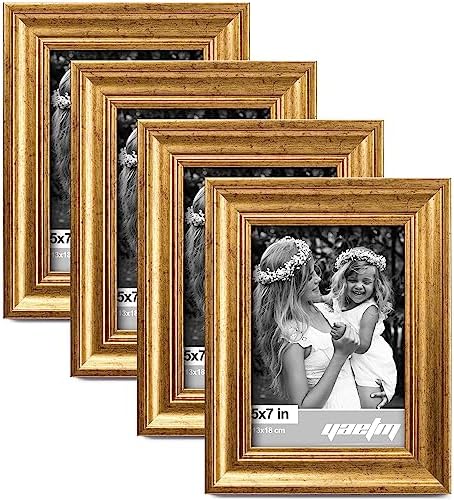 Amazon.com - Yaetm 4x6 Picture Frame Gold Set of 4, 1.4” Wide Molding ...