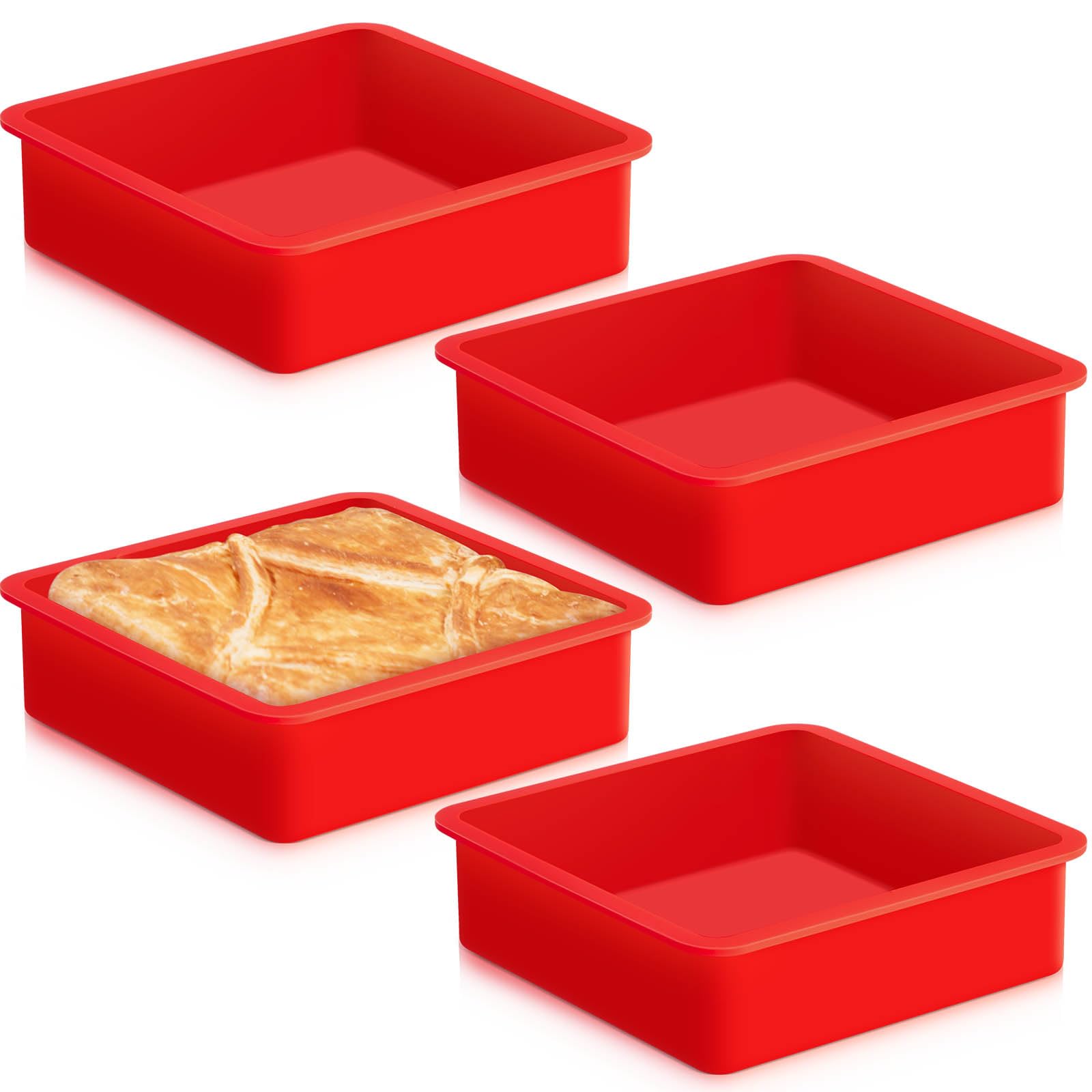 Amazon.com: Geetery Set of 4 Silicone Square Cake Pan Silicone Brownie ...