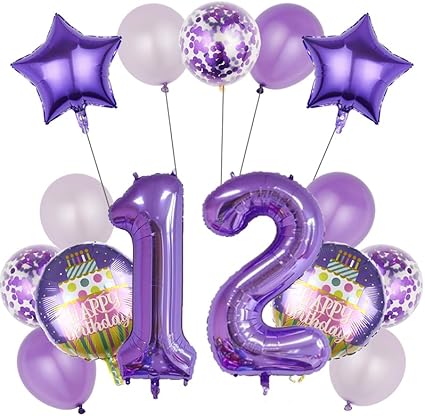 Amazon.com: YFHVJTKO 12th Birthday Decorations Party Supplies,15 Pcs ...