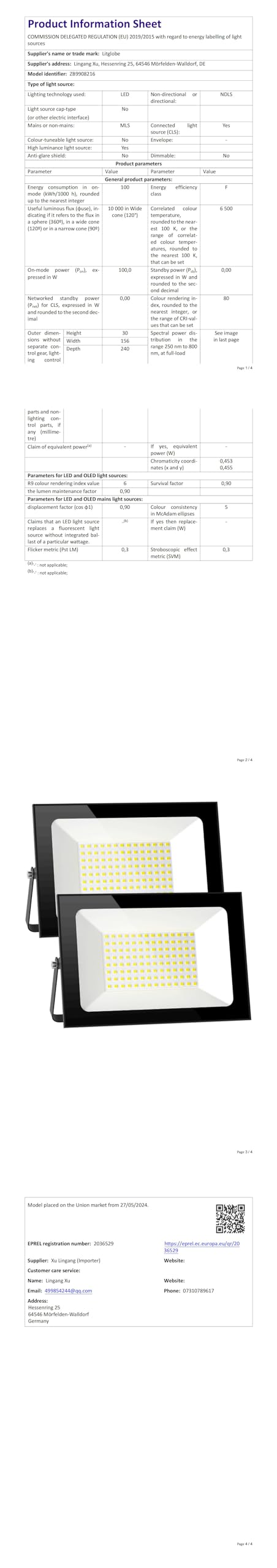 Litglobe LED Floodlight Outdoor 2 Pack,100W 10000LM LED Flood Lights ...