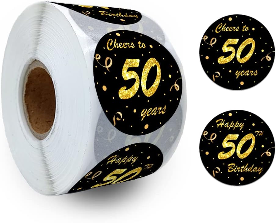 Amazon.com: White and Gold 50th Birthday Party Favor Stickers - 180 ...