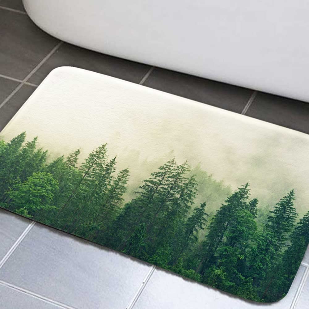 Amazon.com: JAWO Forest Bathroom Rugs, Nature Bathroom Rugs with Misty ...