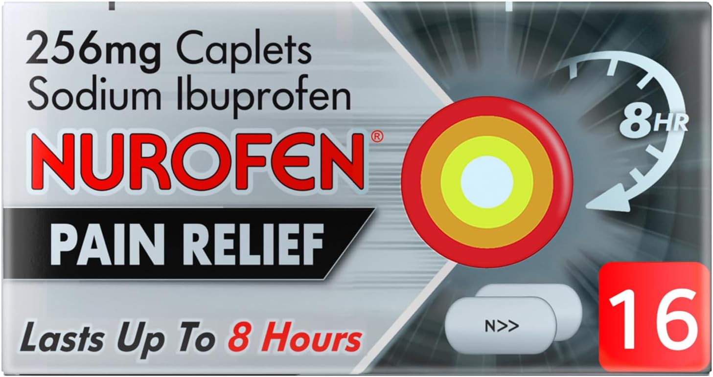 Nurofen Ibuprofen Caplets 256mg, 16 Pack - Joint, Back, Knee Pain ...
