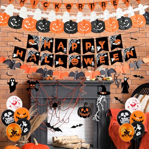 TOEKSIX Halloween Decorations Indoor Set – Reusable Happy Halloween ...