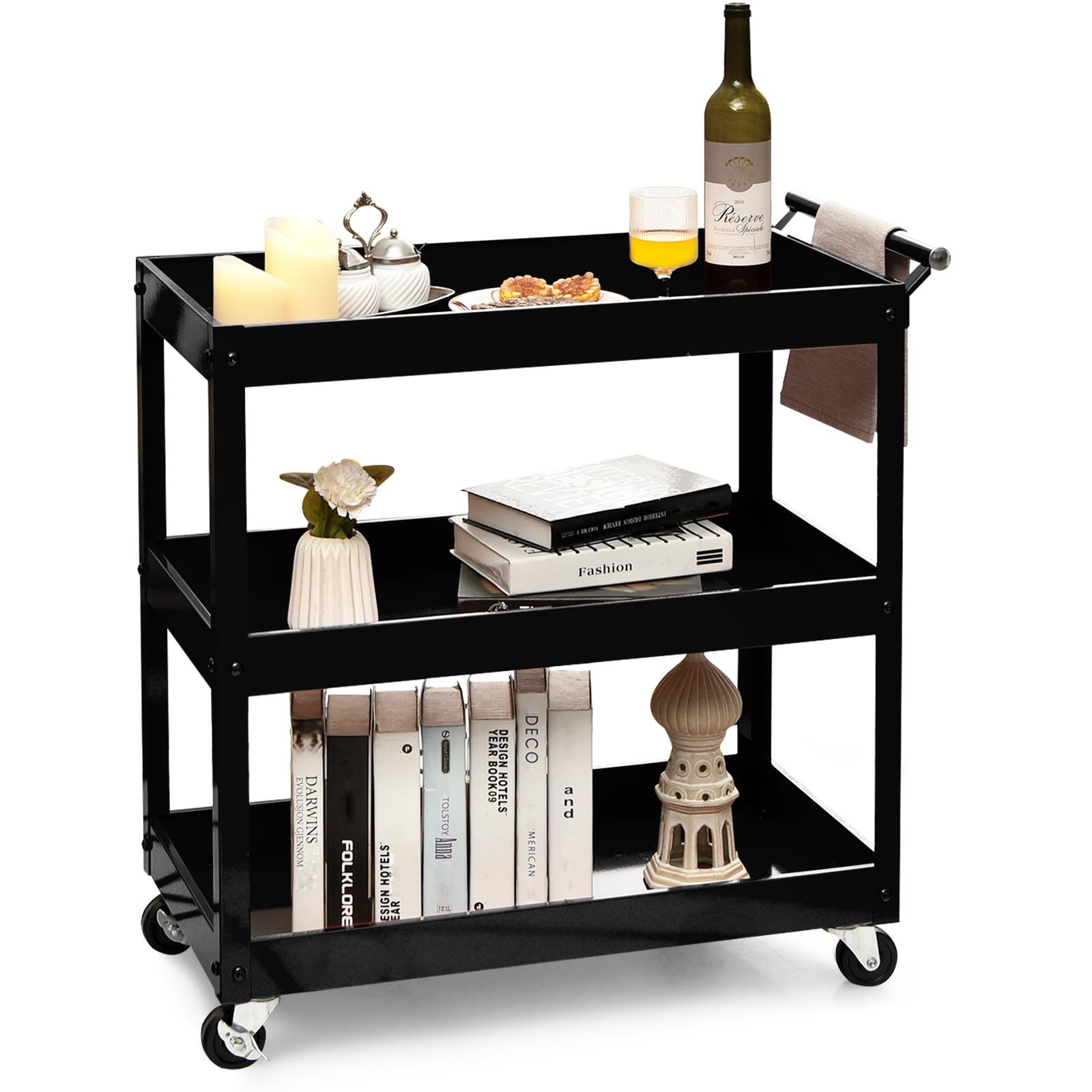 Amazon.com: IRONMAX 3 Tier Utility Cart, Heavy Duty Metal Rolling Cart ...