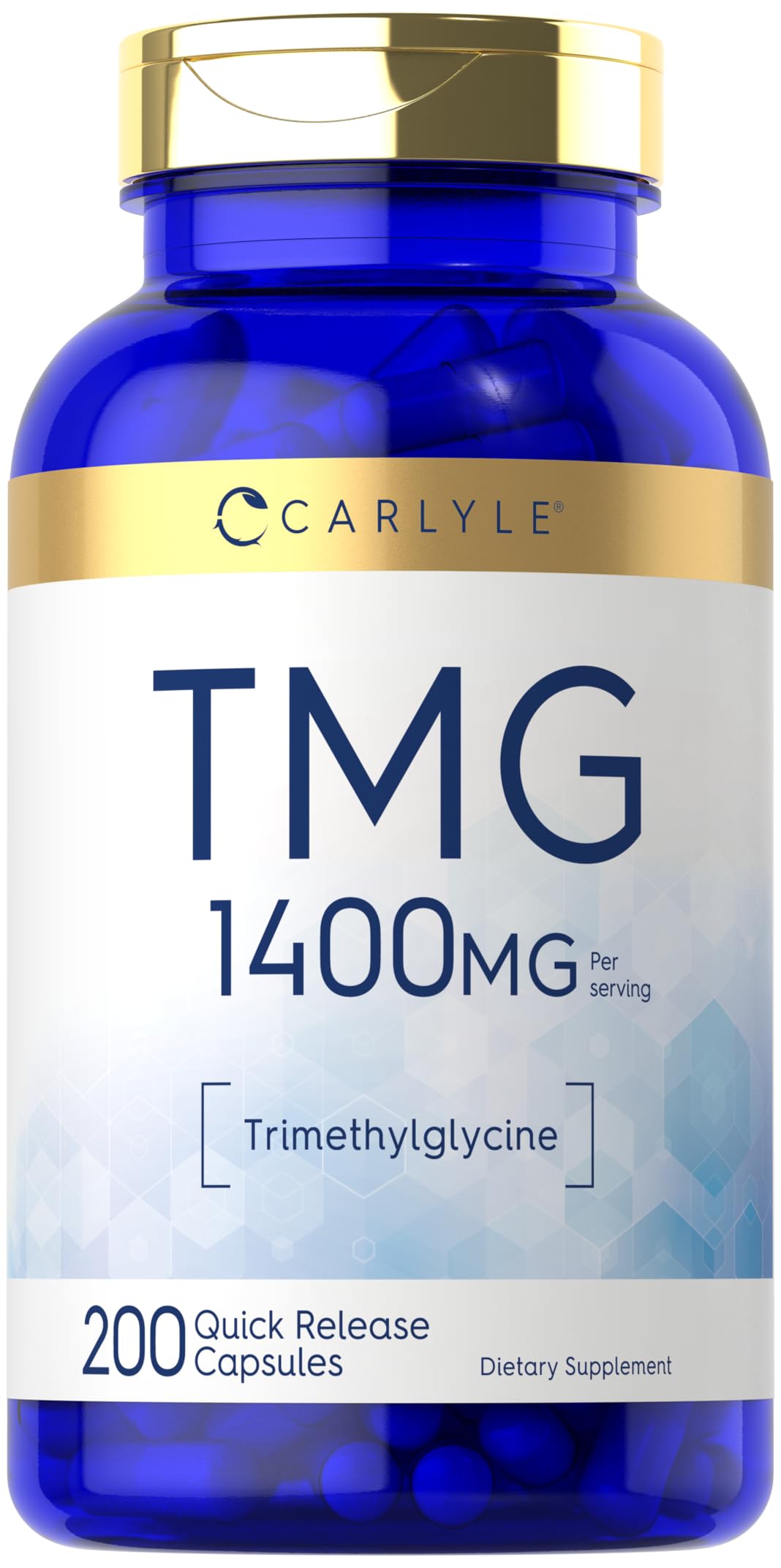 TMG 2000mg Capsules | 200 Trimethylglycine Caplets | Non-GMO & Gluten ...