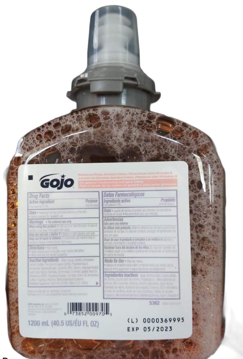 GOJO 5362-02 Premium Espuma Antibacteriana Lavado a Mano 406fl oz ...