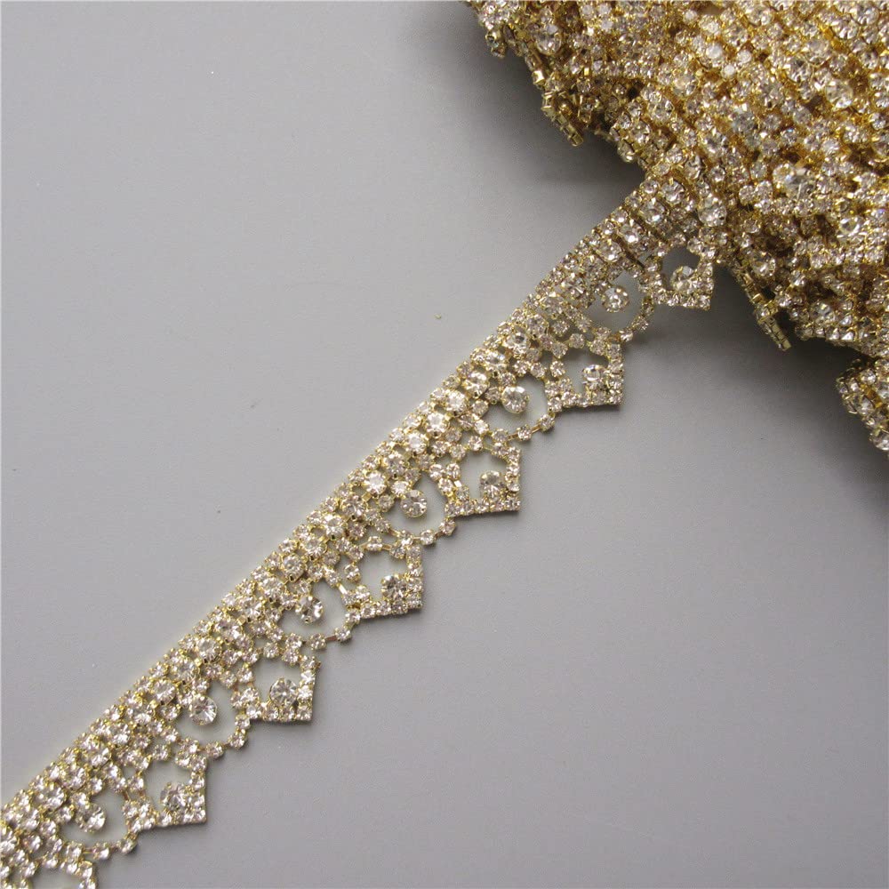 Amazon.com: 2 Yards Gold Silver Rhinestone Crystal Trim Chain Crown ...