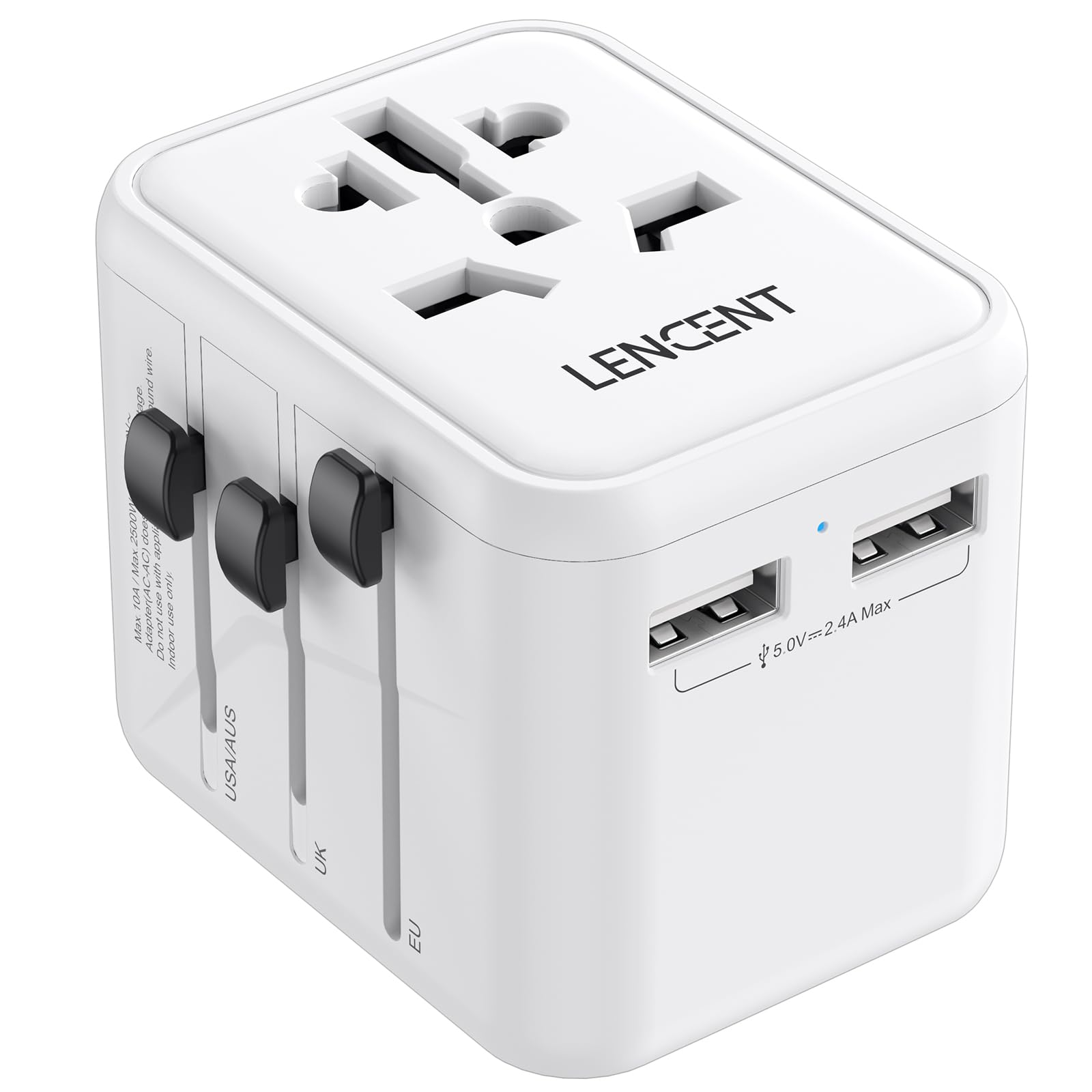 LENCENT Universal Travel Adaptor Plug with 2 USB Ports, International ...