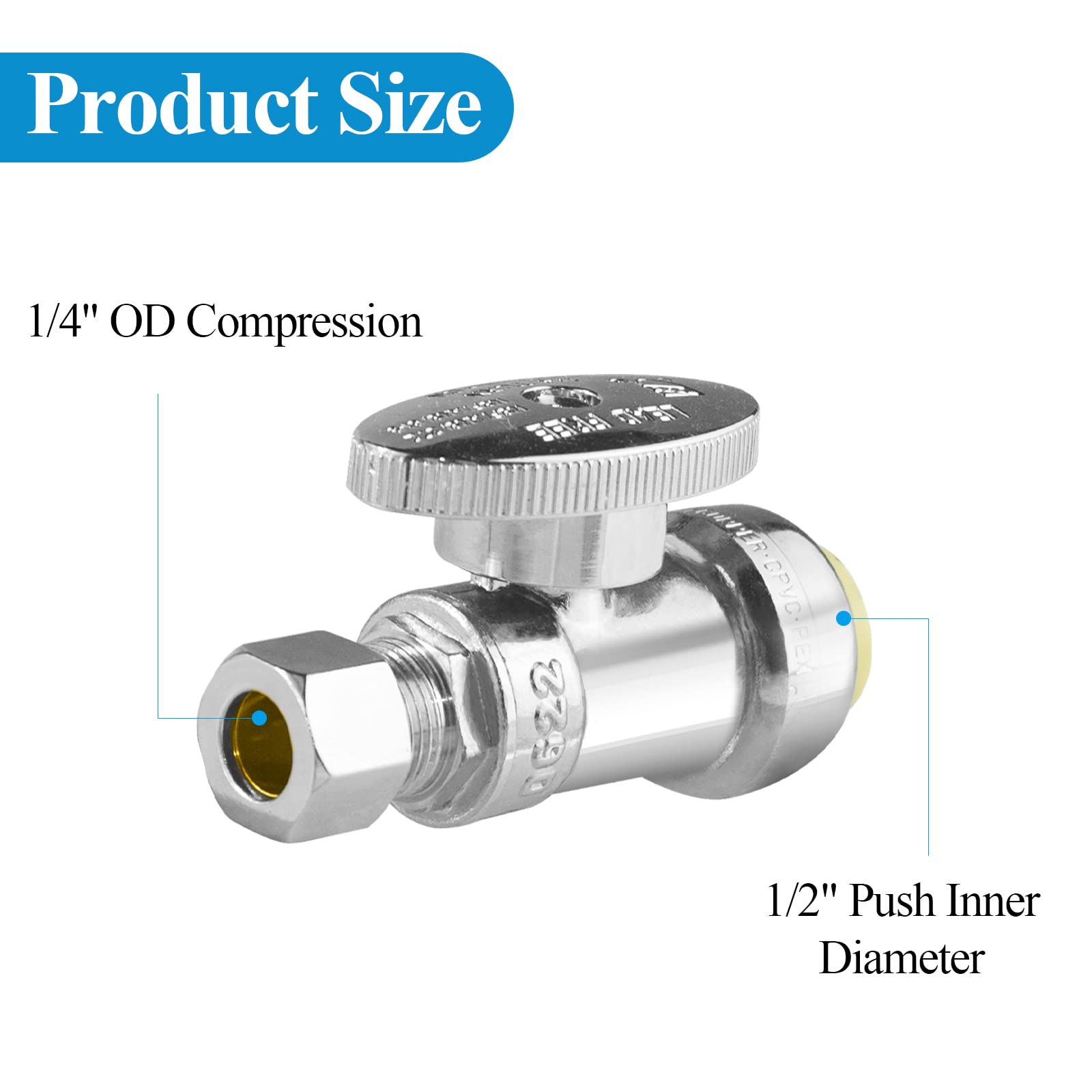Snapklik.com : WiseWater Push Fit Straight Shut Off Valve, 1/4 OD X 1/2 ...