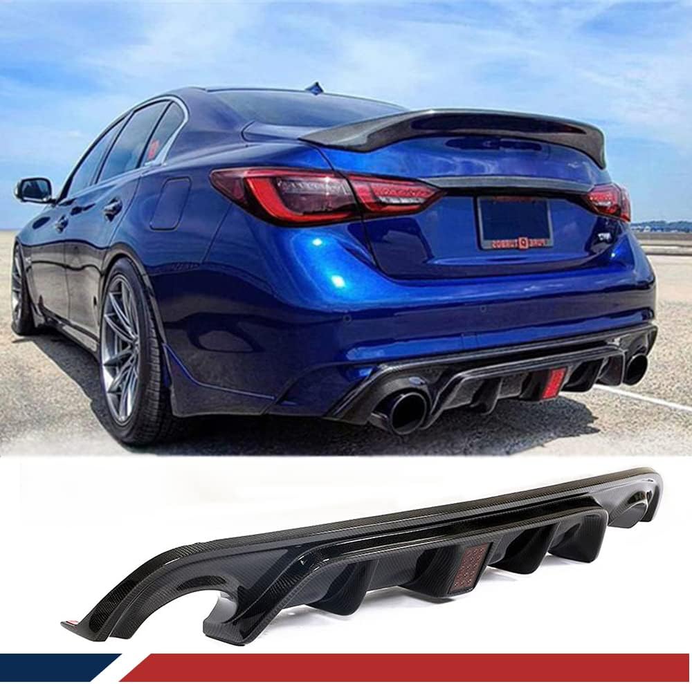 Amazon.com: Carbon Fiber Rear Bumper Fits for Infiniti Q50 Q50S Base ...