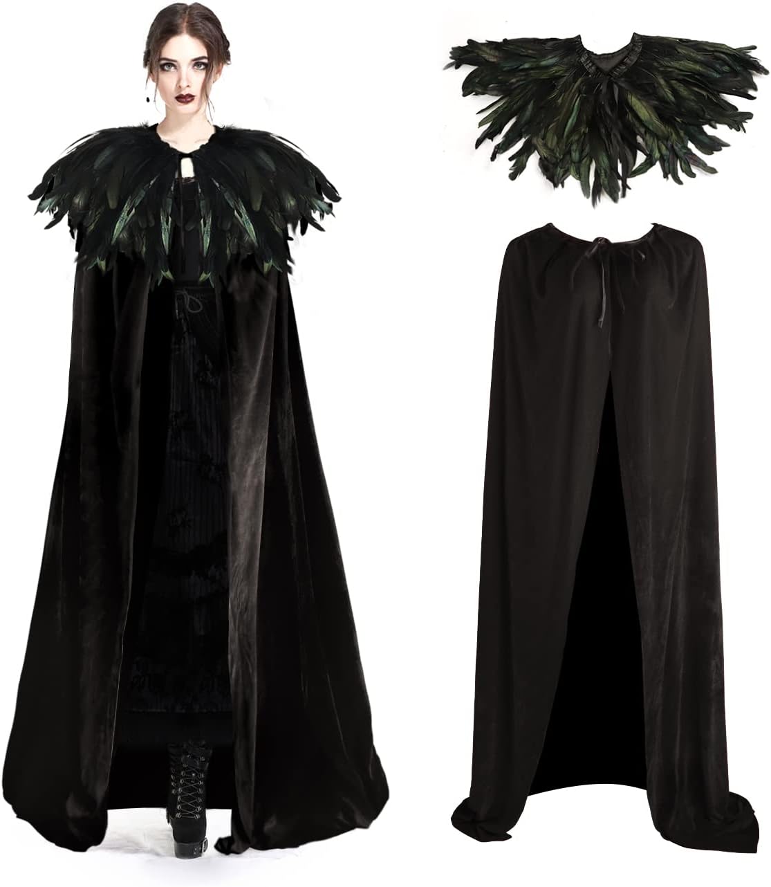 Amazon.com: Unisex Deluxe Velvet Adult Cape with Real Natural Gothic ...