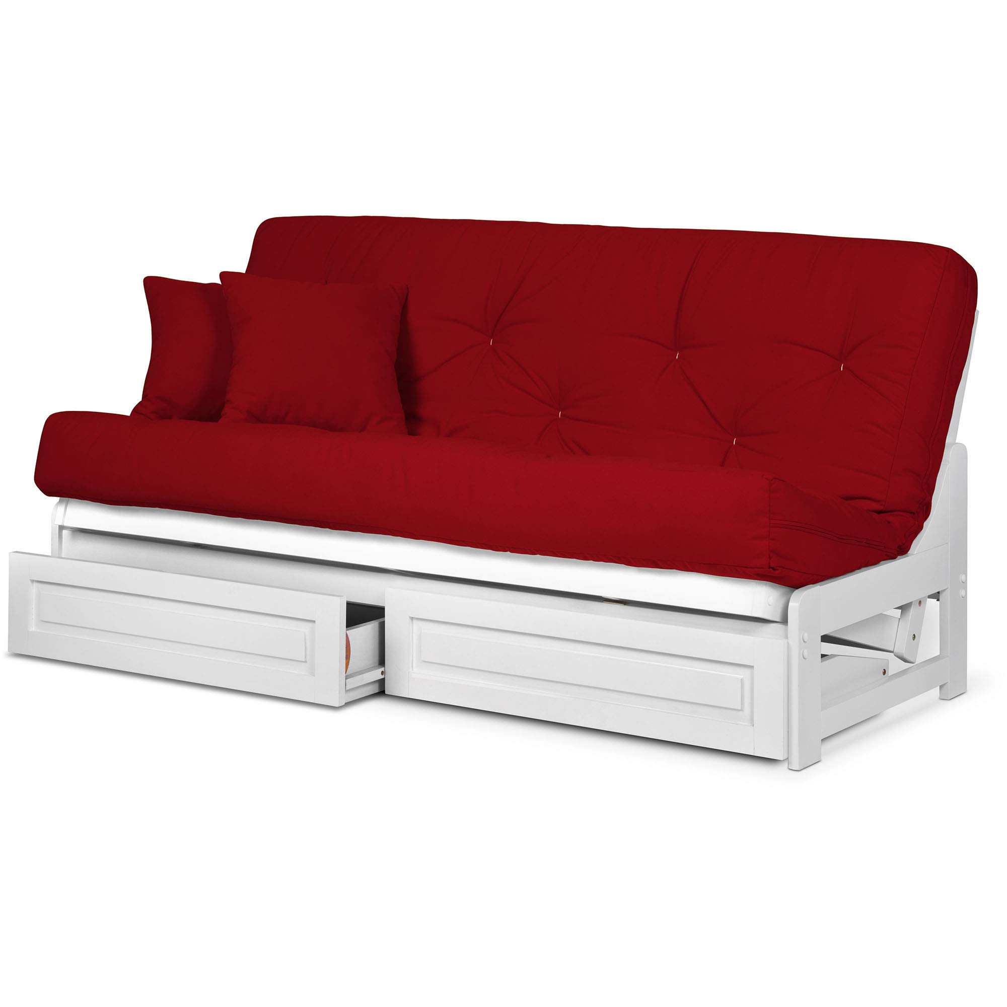 Amazon.com: Nirvana Futons Arden White Futon with Storage Drawers Queen ...