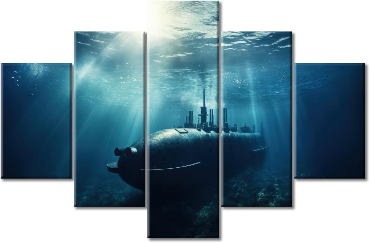 Amazon.com: Underwater Naval Vessel Wall Art Painting on Canvas 5 ...