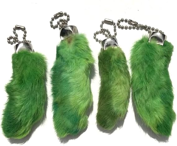 Amazon.com: Dangerous Threads Rabbit Rabbits Foot Keychain Green 4 Pcs ...