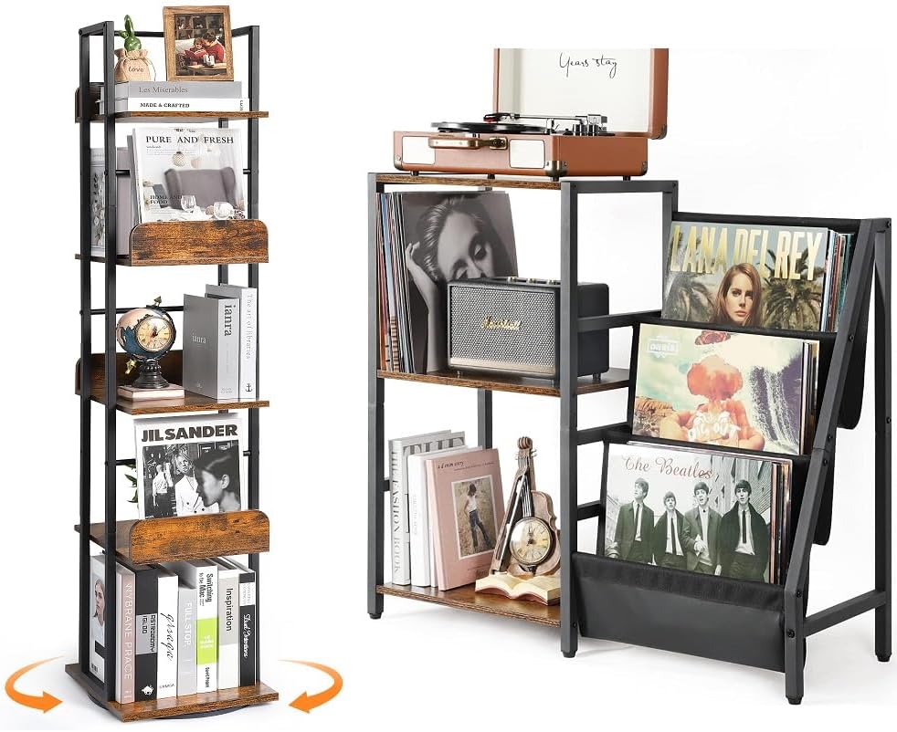 Amazon.com: Bikoney Bookshelves, Rotating Bookshelf Tower for Corner ...