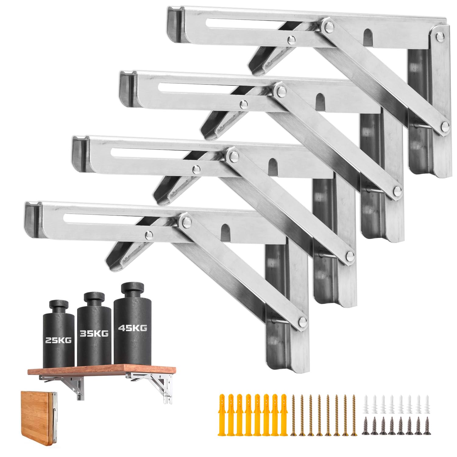 Amazon.com: 4 Pcs Folding Shelf Brackets, 16 Inch Shelf Brackets Heavy ...