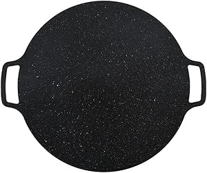 Amazon.co.jp: BBQ Plate Round Cast Iron Griddle Plate Babbage Grill Pan ...