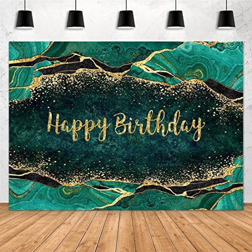 Amazon.com : Rsuuinu Happy Birthday Backdrop Emerald Green and Gold ...